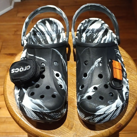 CROCS | Shoes | New Crocs Baya Marbled Slip On Clog W Pouch Caribiner ...
